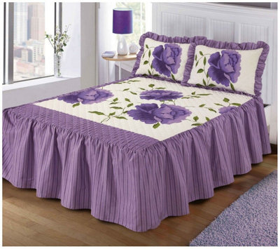 Rosaleen Quilted Bedspread with 2 Pillow Shams Floral Prints Bed ...