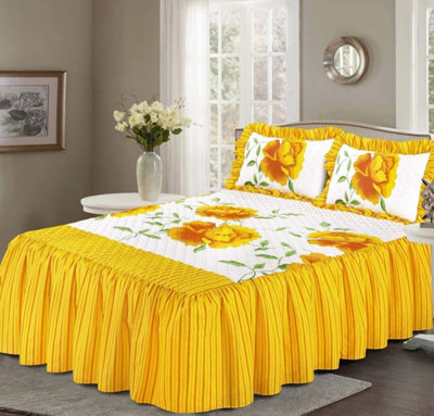 Rosaleen Quilted Bedspread with 2 Pillow Shams Floral Prints Bed ...