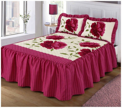 Rosaleen Quilted Bedspread with 2 Pillow Shams Floral Prints Bed ...