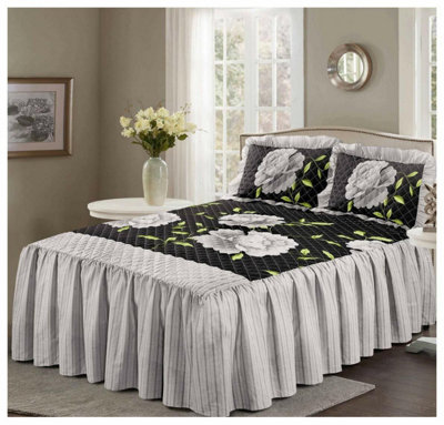 Rosaleen Quilted Bedspread with 2 Pillow Shams Floral Prints Bed ...