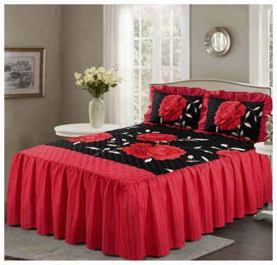 Rosaleen Quilted Bedspread with 2 Pillow Shams Floral Prints Bed ...