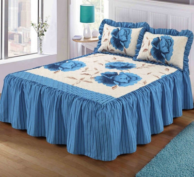 Rosaleen Quilted Bedspread with 2 Pillow Shams Floral Prints Bed ...