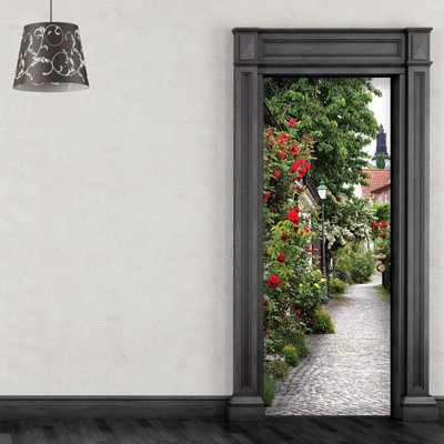 Rose Alleyway Self-Adhesive Door Mural Stickers European Standard ...