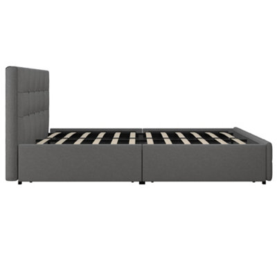 Rose Bed with Storage Fabric Grey, Double