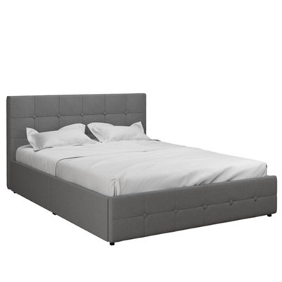 Rose Bed with Storage Fabric Grey, Double
