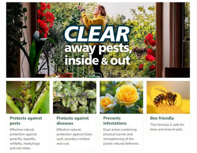 Rose Clear Plant Shield Spray Pesticide Free Bug Killer Fungus Control ...