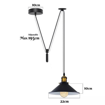 Rose Gold 195cm Cord Single Head Ceiling Pendant Vintage Edison 60W E27 ...