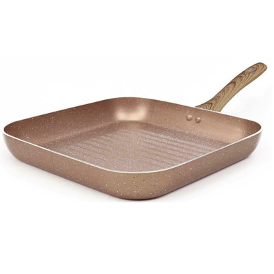 Rose Gold 3 Pcs Non Stick Marble Frying Grill Pan Set Griddle Cookware