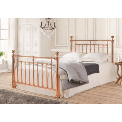 Rose Gold Finish Classic Metal Bed Frame - Double 4ft 6" | DIY at B&Q
