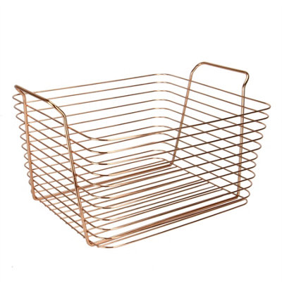 Rose Gold Metal Storage Basket Large - M&W | DIY at B&Q