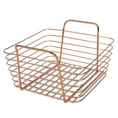 Rose Gold Metal Storage Basket Small - M&W | DIY at B&Q