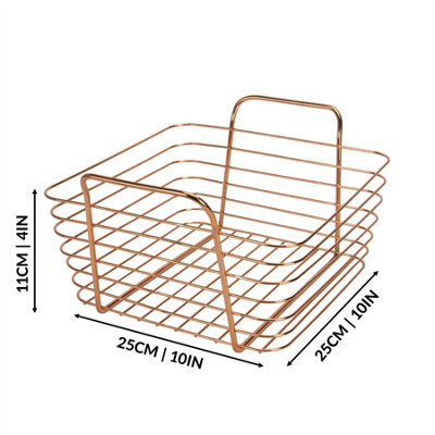 Rose Gold Metal Storage Basket Small - M&W | DIY at B&Q