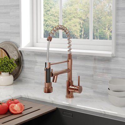 Rose Gold Swivel Pulldown Kitchen Faucet with Pot Filler 304 Stainless ...