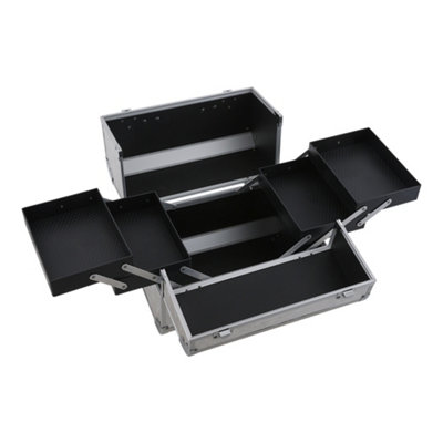 Rose Pattern Portable Lockable 4 Trays Beauty Salon Makeup Case