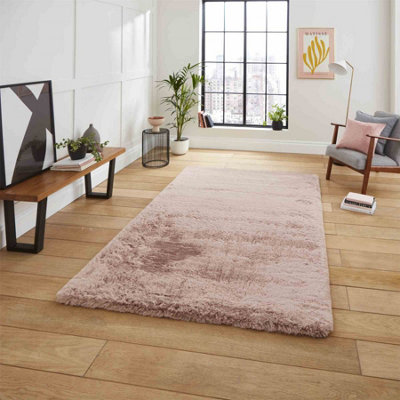 Rose Shaggy Polyester Plain Modern Easy to Clean Rug for Living Room ...