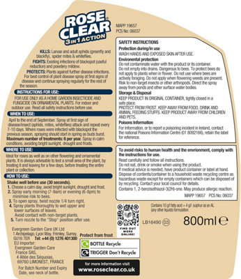 RoseClear 3 in 1 800ml Insecticide Fungicide Miticide for Roses Plants ...