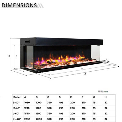 Rosedale 3D Media Wall Electric Fire - X Large