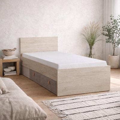 Rosemary 3ft Single Bed in Light Walnut with Headboard and 1 Drawer