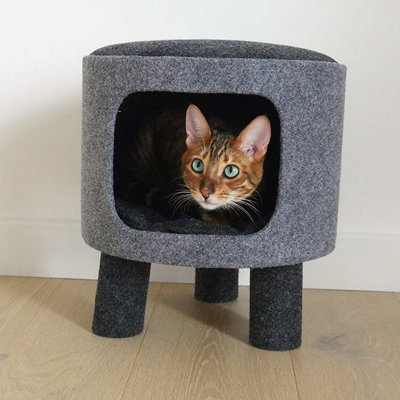 Rosewood Catwalk Charcoal Felt Cat Stool 36x34x34cm