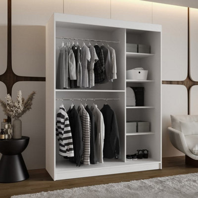 Rossa Sliding Door Wardrobe 150cm White - Sleek Storage for Compact ...