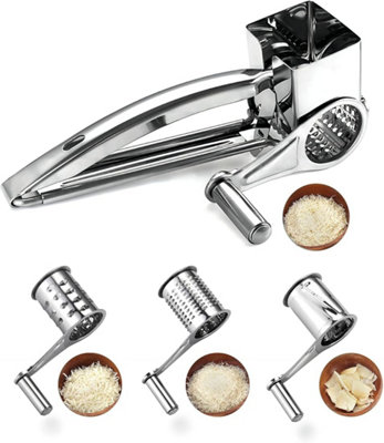 Rotary Cheese Grater, Stainless Steel Manual Handheld, Shredder with 4 ...