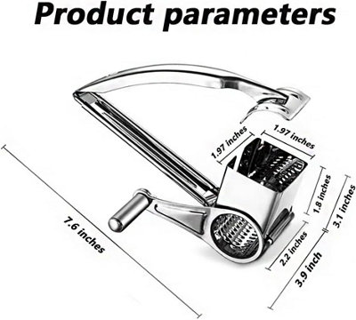 Rotary Cheese Grater, Stainless Steel Manual Handheld, Shredder with 4 ...