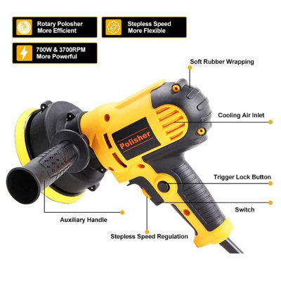 Rotary Polisher and Sanding Car Buffer Machine, Variable 5 Speed