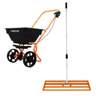 Rotary Spreader Gritter Fertiliser & Lawn Leveller 100cm Levelling Rake ...