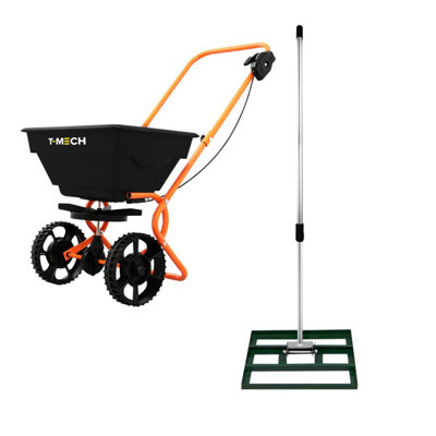 Rotary Spreader Gritter Fertiliser & Lawn Leveller 50cm Levelling Rake ...