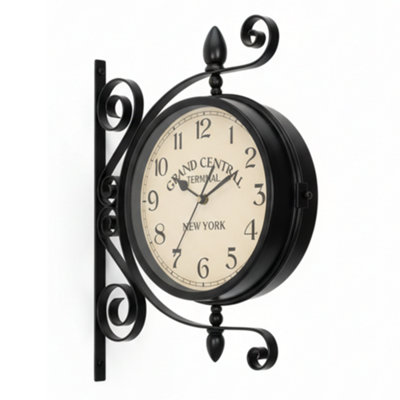 Rotatable Double-Sided Station Wall Clock 38cm Metal with Large ...