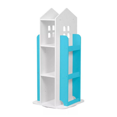 Rotating Bookshelf Castle Rack Display Floor Standing Bookcase Toys Storage