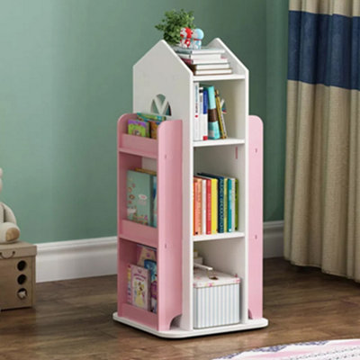 Rotating Bookshelf Castle Rack Display Floor Standing Bookcase Toys Storage