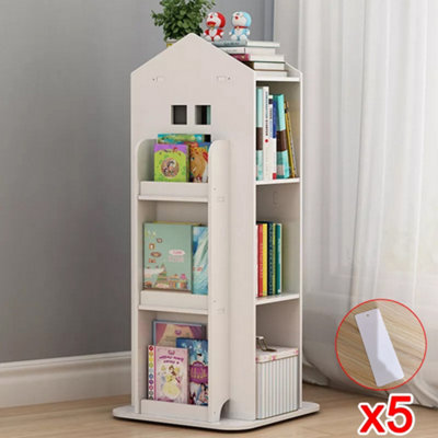 Rotating Bookshelf Castle Rack Display Floor Standing Bookcase Toys Storage