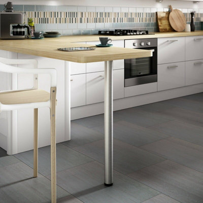 Rothley Brushed Stainless Steel Adjustable Worktop Table Leg 870mm x 60mm