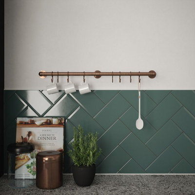 Rothley Easy-Fit Kitchen Utensil Rail Kit Antique Copper 60cm