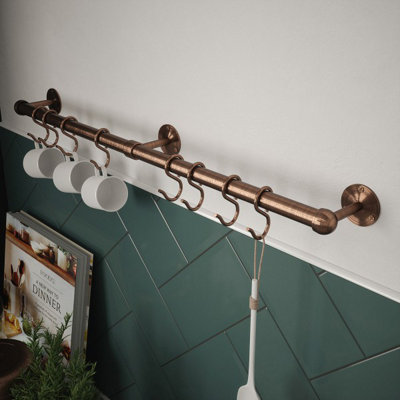 Rothley Easy-Fit Kitchen Utensil Rail Kit Antique Copper 60cm