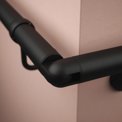 Rothley Matt Black Bannister Staircase Handrail Adjustable Elbow (Diam ...