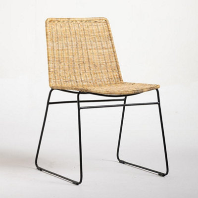 Rotterdam Dining Chair Boho Natural Rattan Cane Woven Seat with a ...