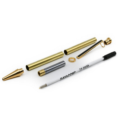 Rotur Pen Kit Dayacom Gold Black Stripe Clip 7mm Twist Slimline Pen Kit ...