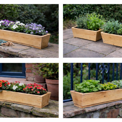 Rough Sawn V Shaped Garden Trough Planter - 100cm
