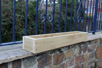 Rough Sawn Wooden Garden Planter Window Box 15cm High x 15cm Wide - 80cm