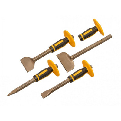 Roughneck Bolster & Chisel Set With Non-slip Guards, 4 Piece Multi ...
