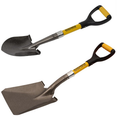 Roughneck Micro Shovel Twin Pack Round Point Bulk Square Head ROU68004 ...