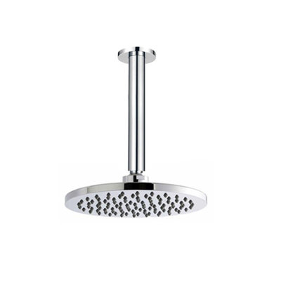 Round 200mm Fixed Shower Head Chrome Single + Swivel Joint + Ceiling ...