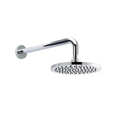 Round 200mm Fixed Shower Head Chrome + Swivel Ball Joint + Concealed ...