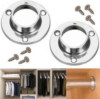 Round 25mm Wardrobe Rail Locking End Socket Chrome Wardrobe Hanging ...