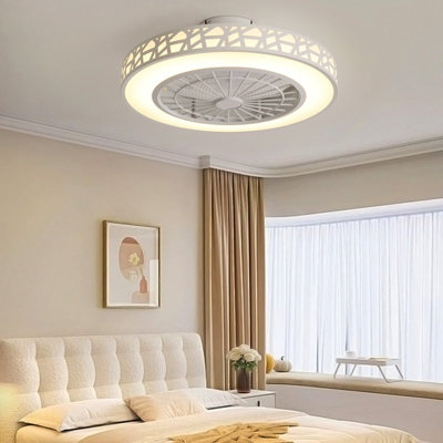 Round Acrylic Mount LED Ceiling Fan Light with Remote Control Dia 500mm
