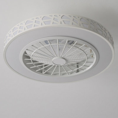 Round Acrylic Mount LED Ceiling Fan Light with Remote Control Dia 500mm