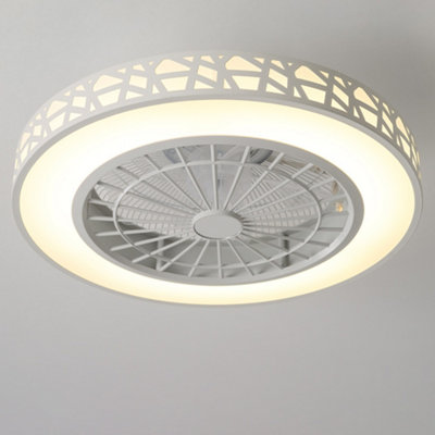 Round Acrylic Mount LED Ceiling Fan Light with Remote Control Dia 500mm