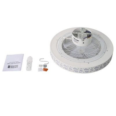 Round Acrylic Mount LED Ceiling Fan Light with Remote Control Dia 500mm